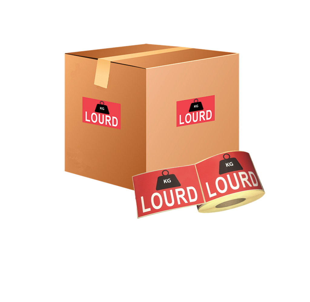 Étiquettes "lourd" avec précautions de manipulation, Le Logisticien
